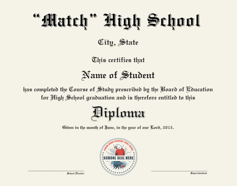 Match High School Diploma for any School - Diploma Press